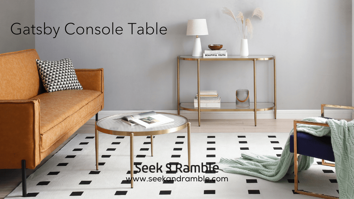 Gatsby 1.24m Console Hall Table Fluted Glass & Gold | Seek & Ramble