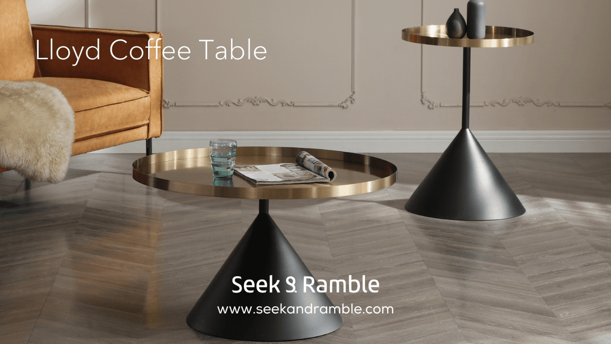 Lloyd 76cm Round Coffee Table - Gold & Black Base – Seek & Ramble
