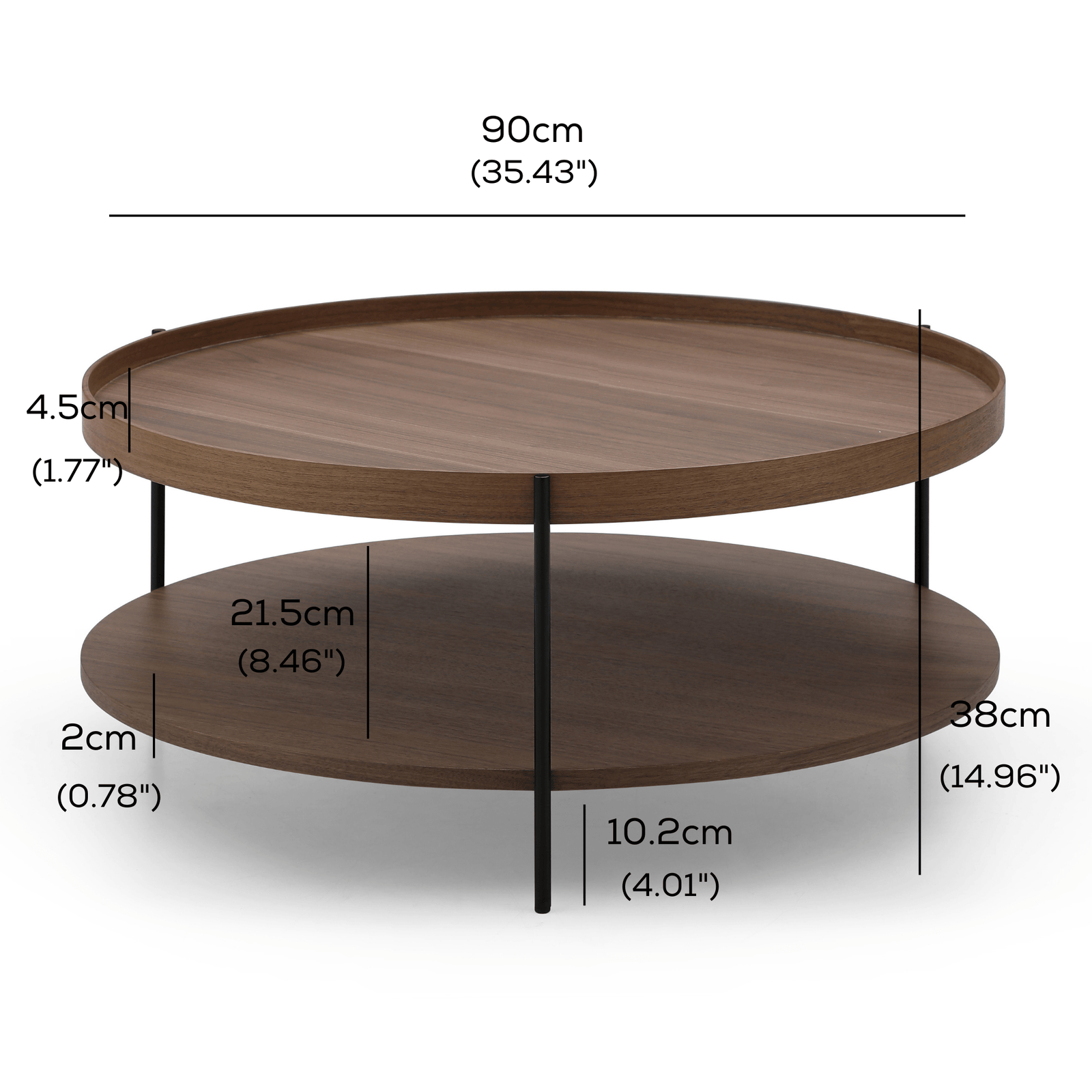 Cleo 90cm Round Coffee Table Large Walnut | Seek & Ramble