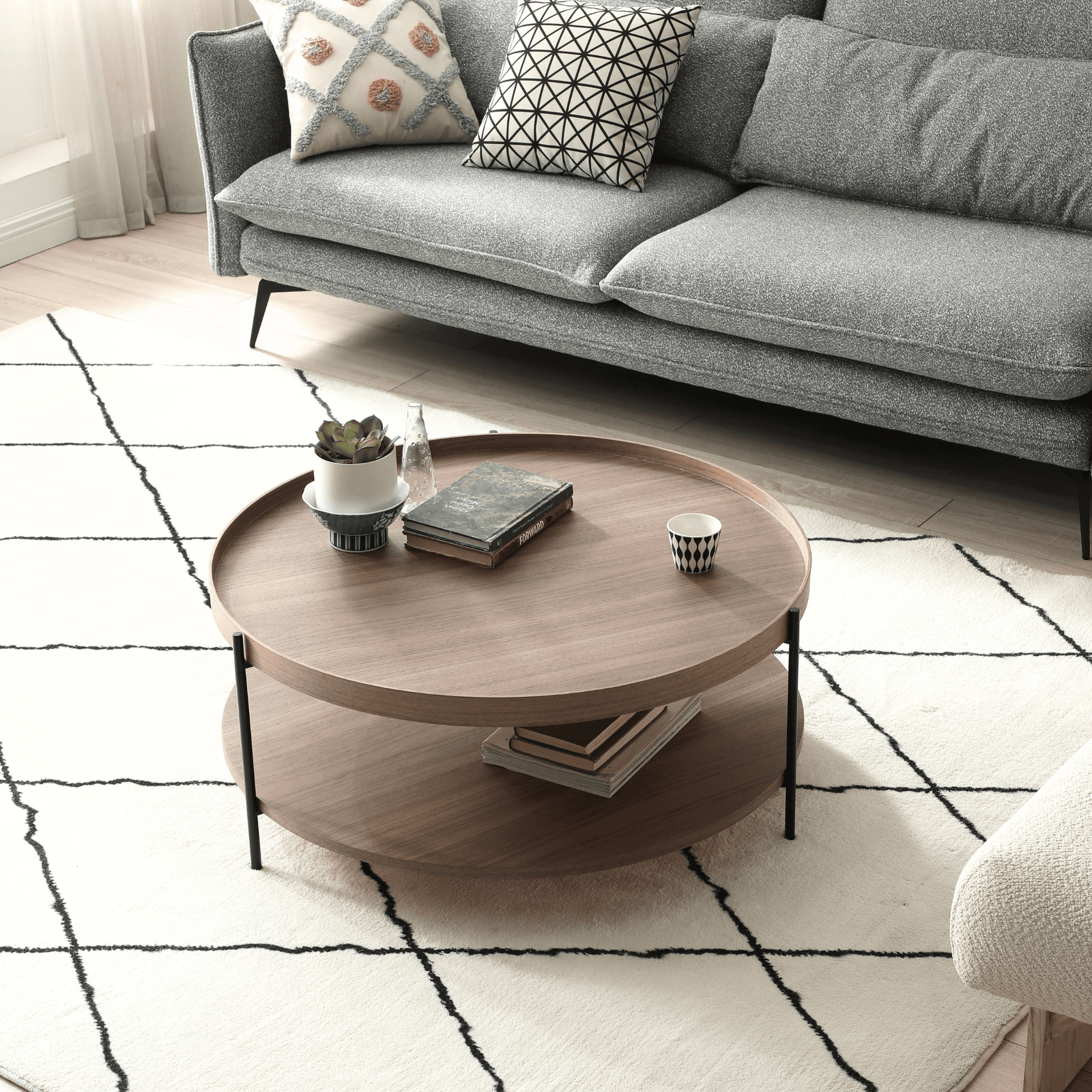 Cleo 90cm Round Coffee Table Large Walnut | Seek & Ramble
