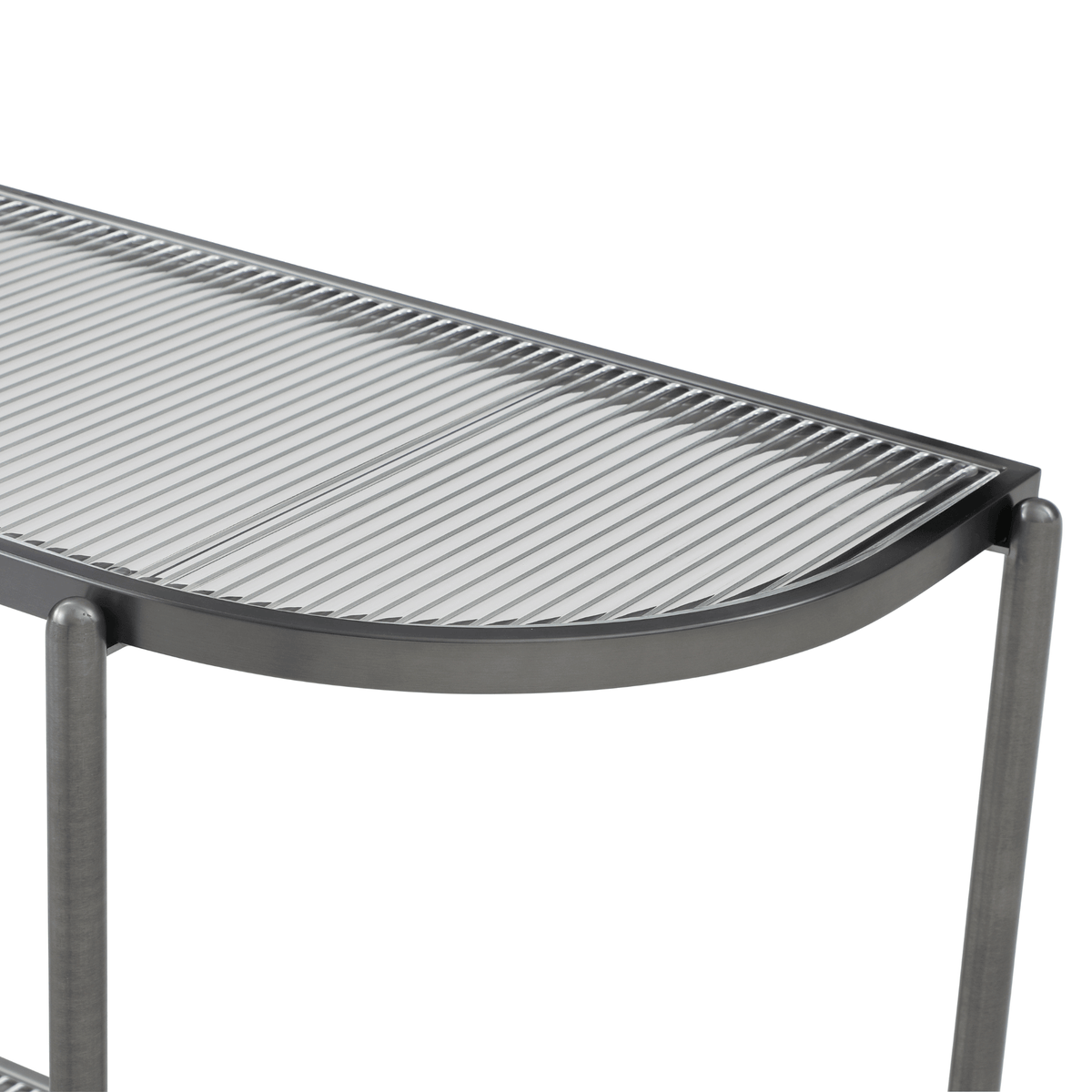 Gatsby 1.2M Console Hall Table Fluted Glass Gunmetal Grey | Seek & Ramble