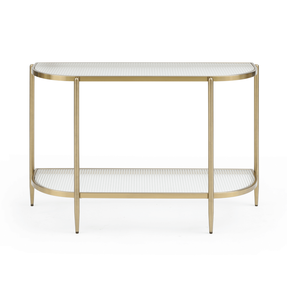 Gatsby 1.24m Console Hall Table Fluted Glass & Gold | Seek & Ramble