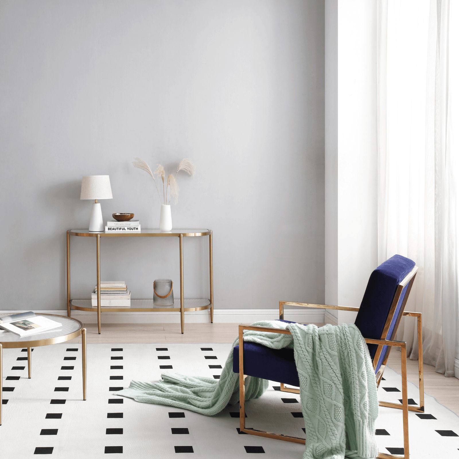 Gatsby 1.24m Console Hall Table Fluted Glass & Gold | Seek & Ramble