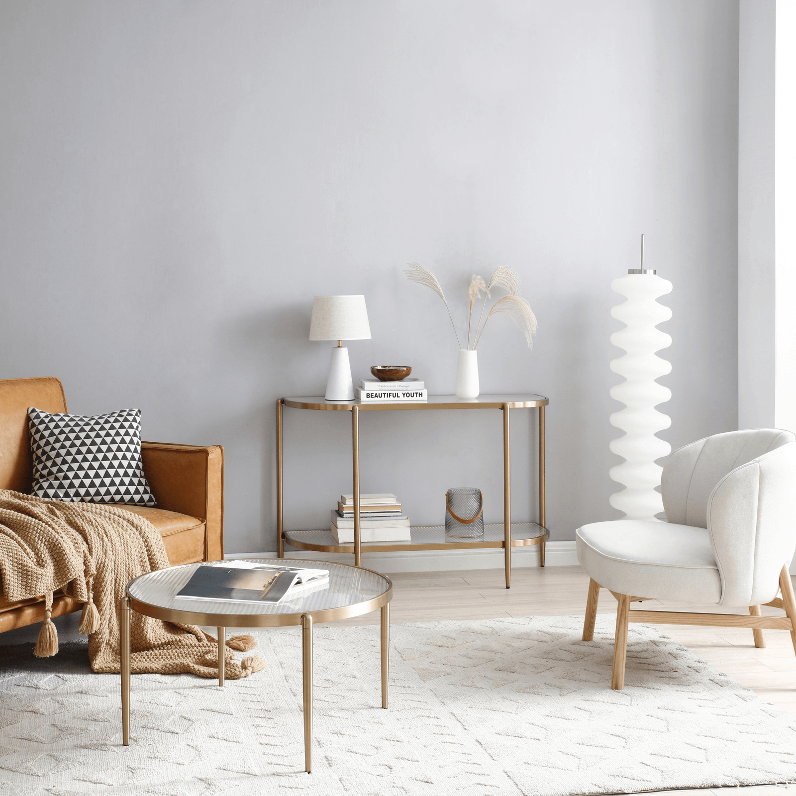 Gatsby 1.24m Console Hall Table Fluted Glass & Gold | Seek & Ramble