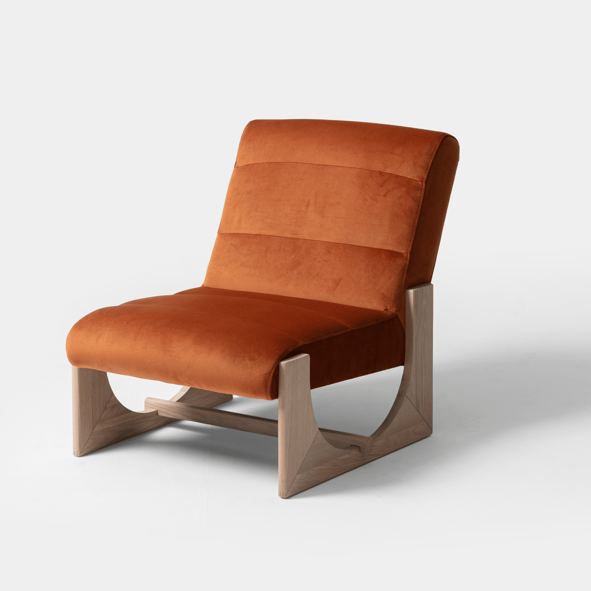 Oscar Lounge Chair Velvet Rust & Oak - Seek and Ramble – Seek & Ramble