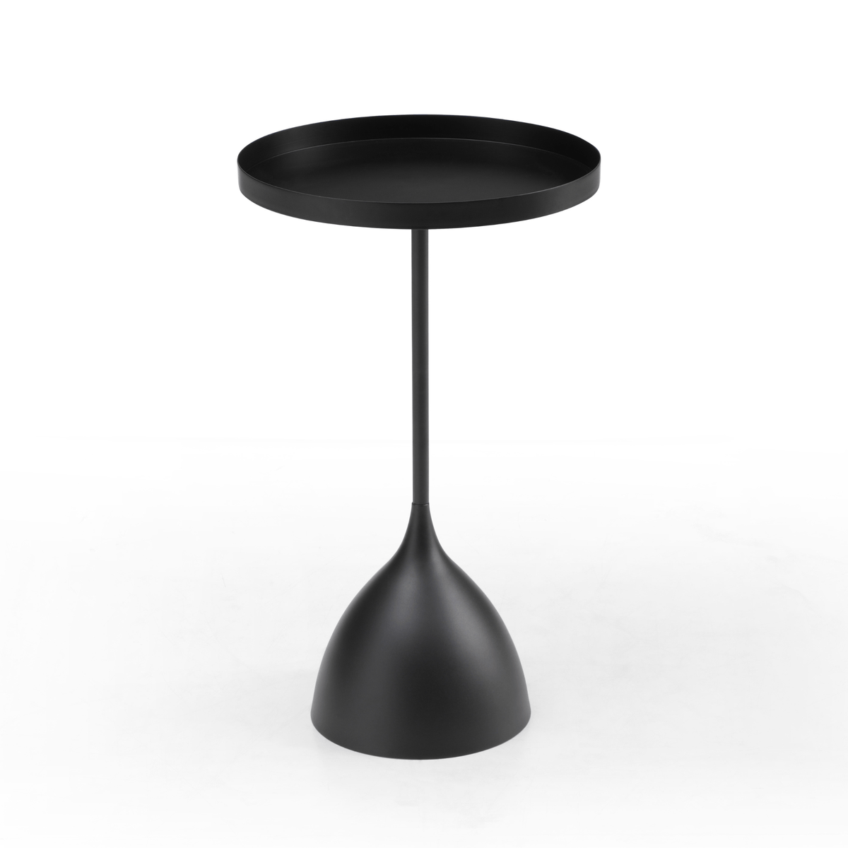 Harrison Round 40cm Side Table Black Metal Tray Top & Pedestal Base ...